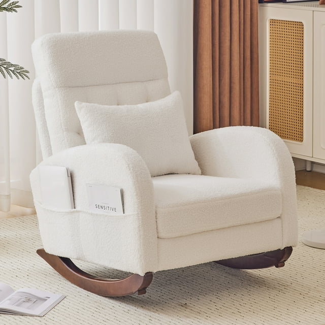 Ktaxon Rocking Accent Chair Glider Reading Chair Comfy Teddy Velvet ...