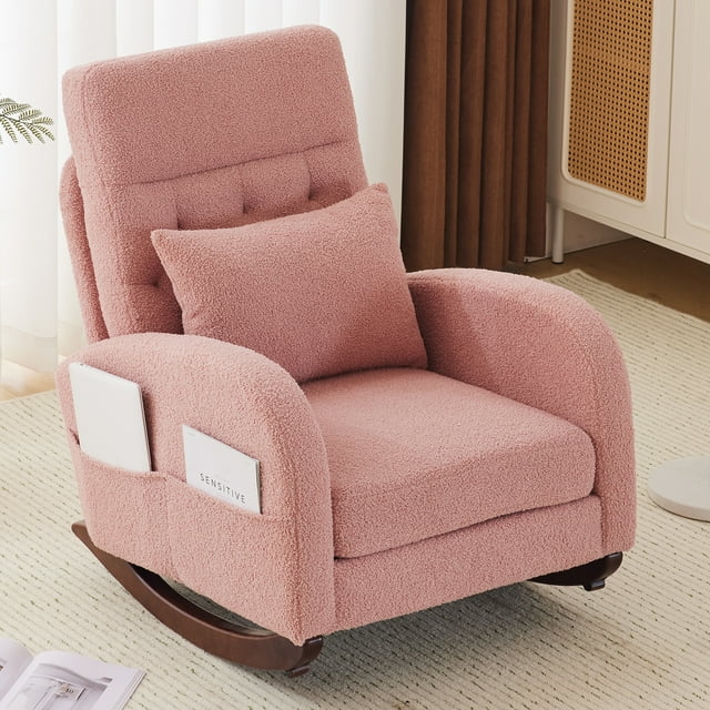Ktaxon Rocking Accent Chair Glider Reading Chair Comfy Teddy Velvet ...