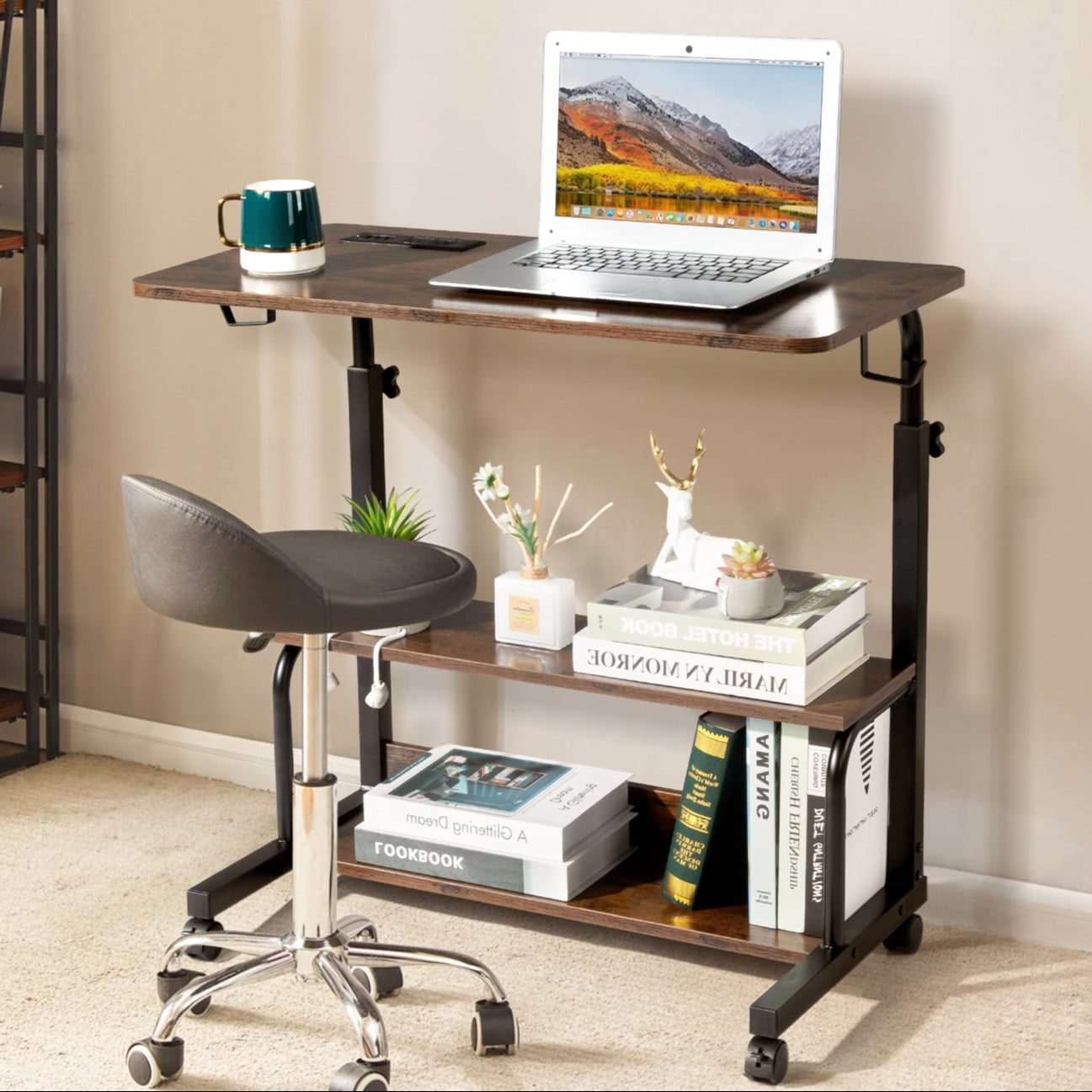 Ktaxon Rolling Side Table Computer Desk Stand Sofa End Cart Laptop PC ...