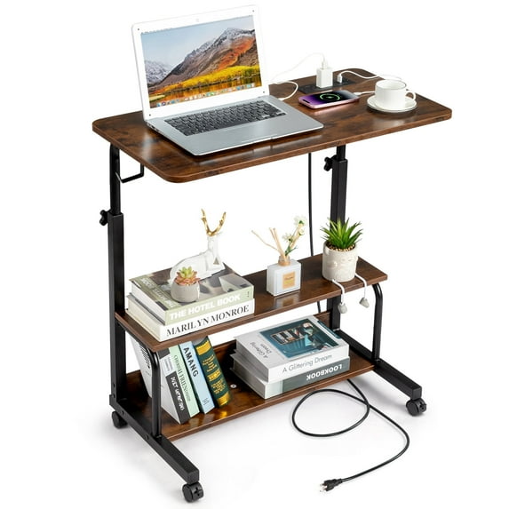 Ktaxon Rolling Side Table Computer Desk Stand Sofa End Cart Laptop PC ...