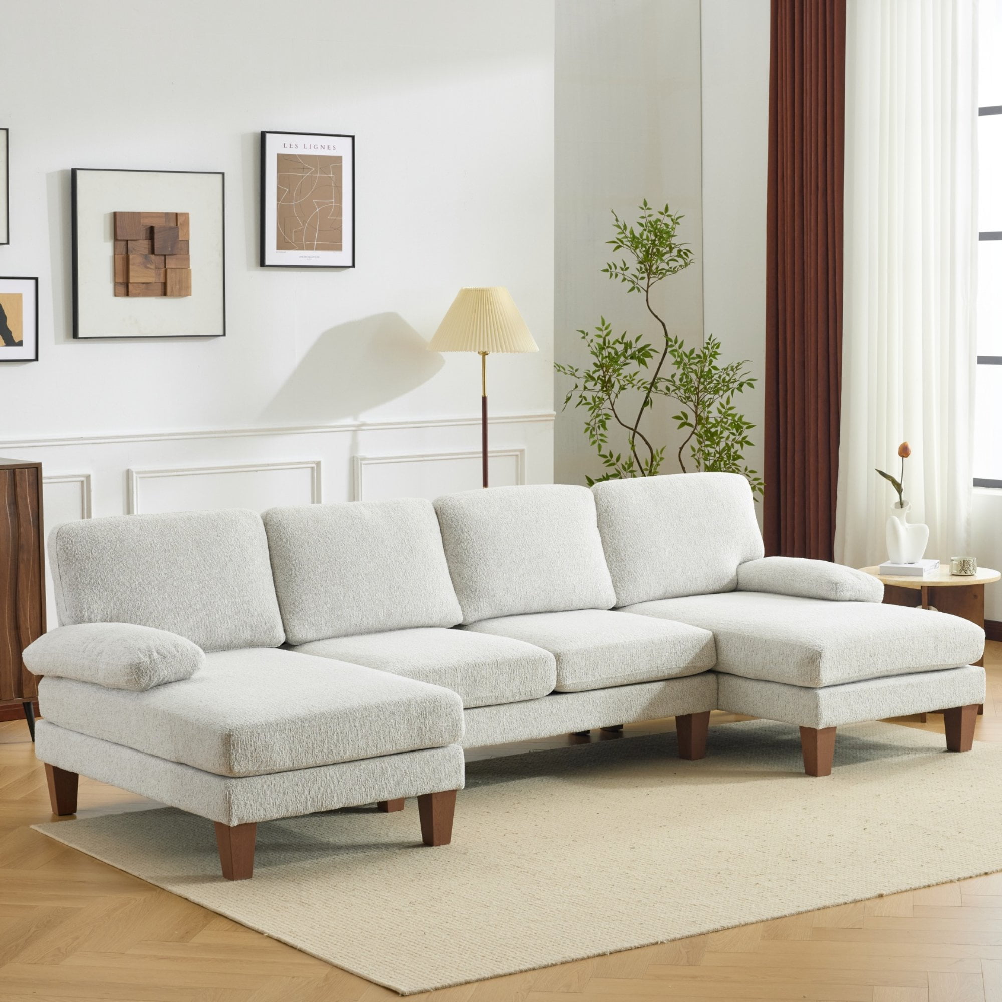 Ktaxon U-Shaped Sectional Sofa Set with Chaise, 4-Seater Blended ...