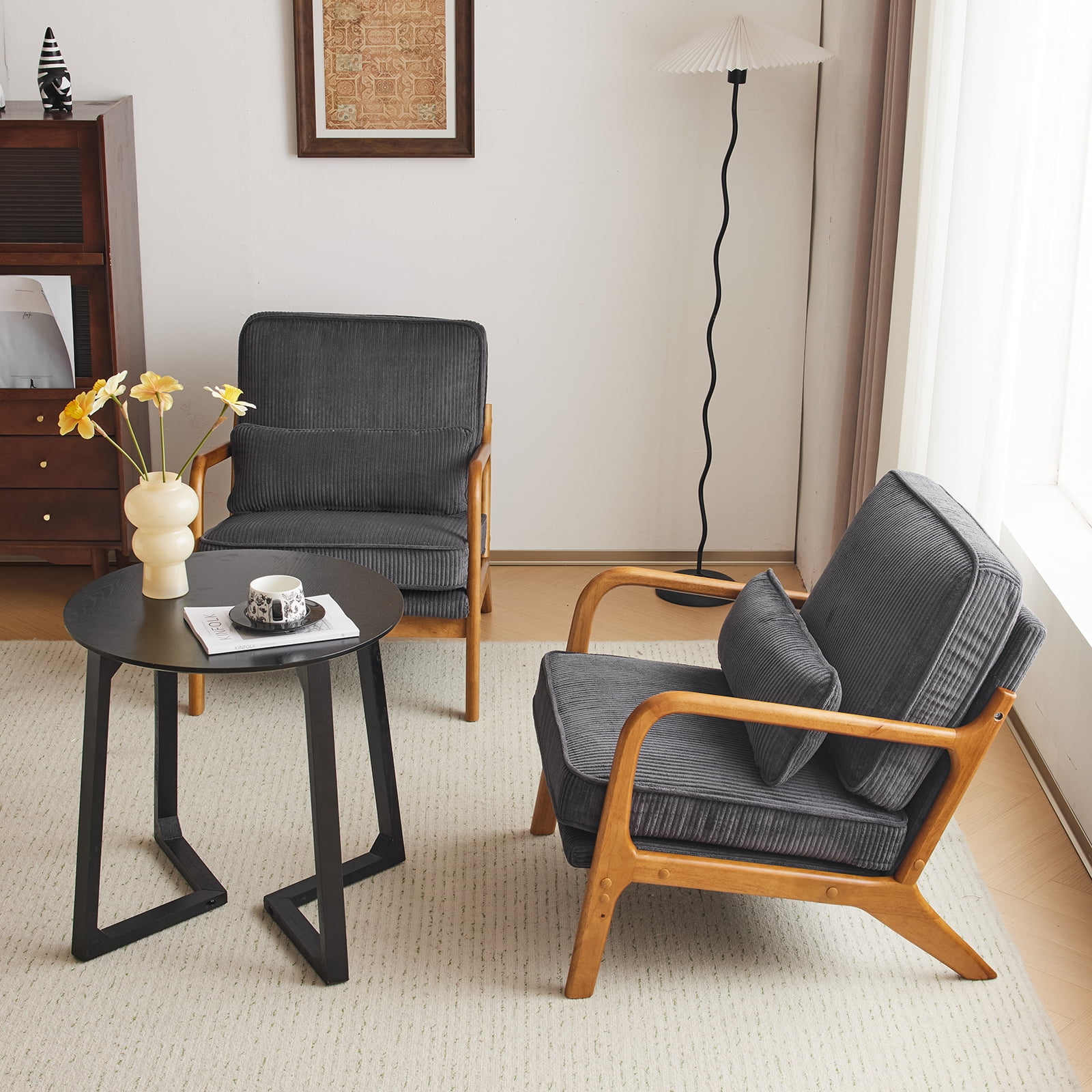Ktaxon Set of 2 Accent Chair Corduroy Upholstered Armchair, Reading ...