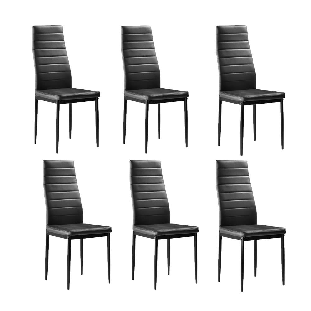 Ktaxon 6-Piece Set of Modern PU Dining Chairs, Black - Walmart.com