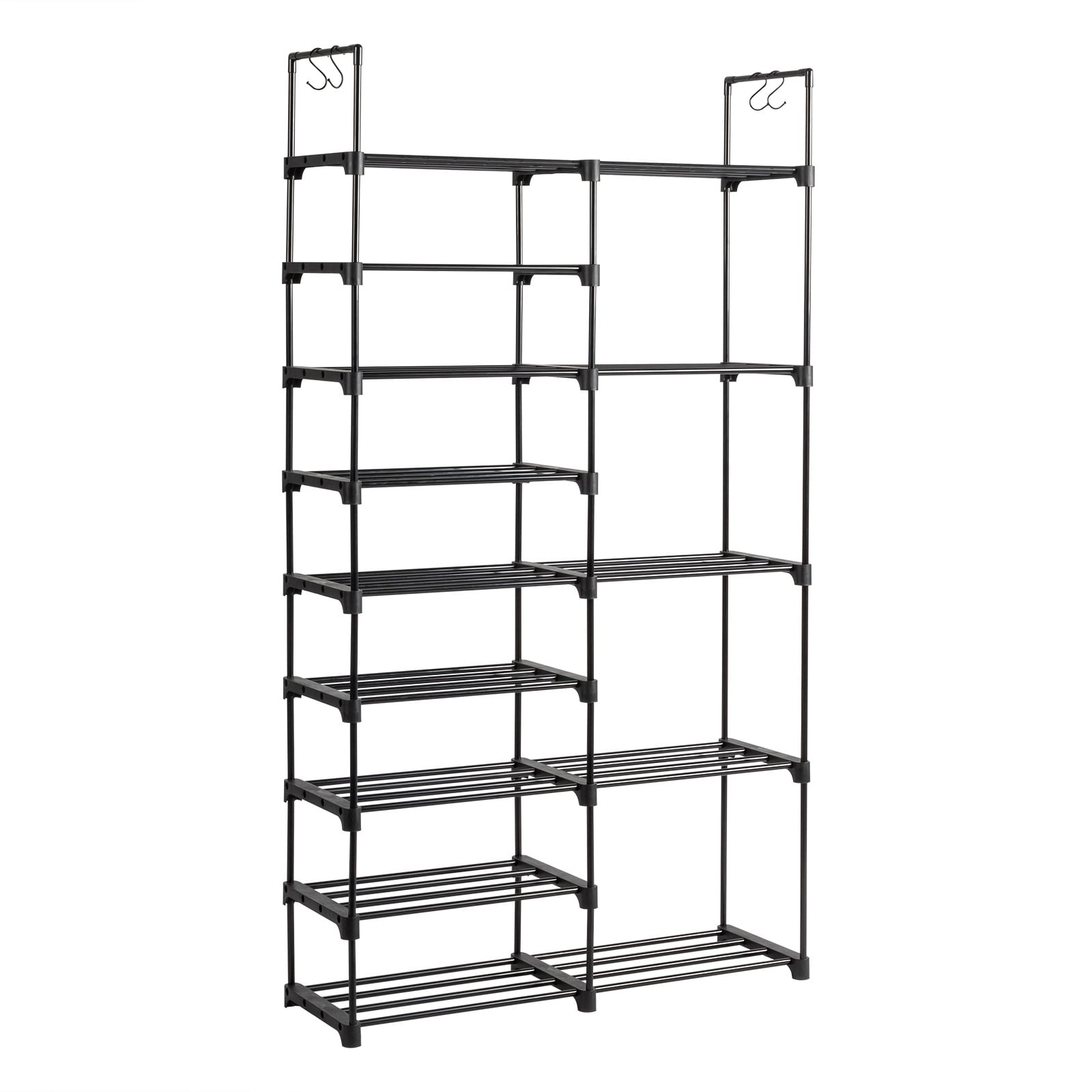 Ktaxon Shoe Rack 9 Tiers 36 Pairs w/ 4 Hooks, Shoe Storage Cabinet ...