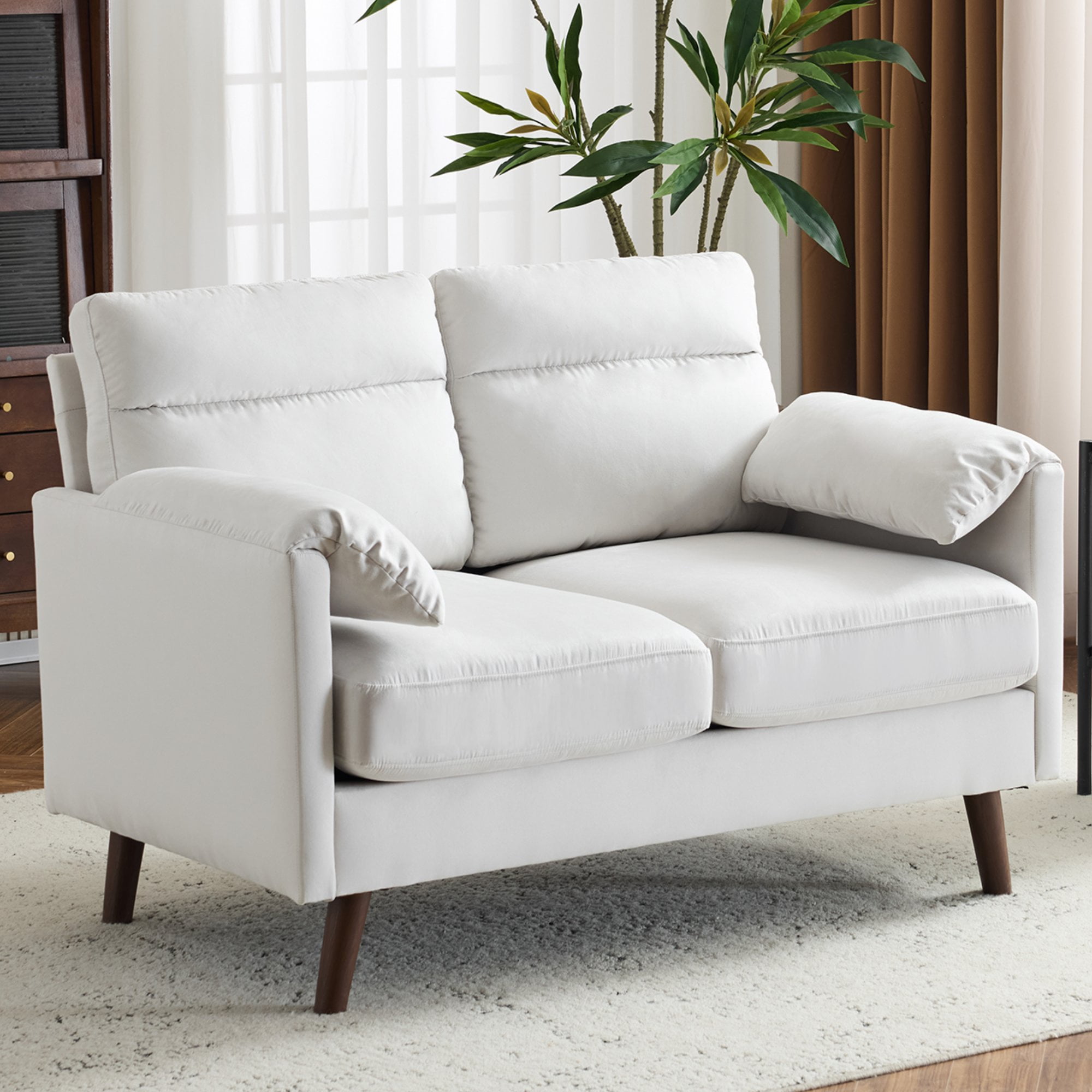Ktaxon Suede Loveseat, High Back Sofa with Flip-over Armrests, Sturdy ...