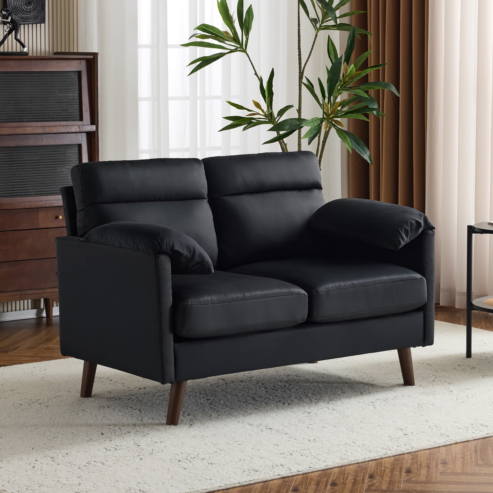 Ktaxon Faux Suede Loveseat, High Back Sofa with Flip-over Armrests ...