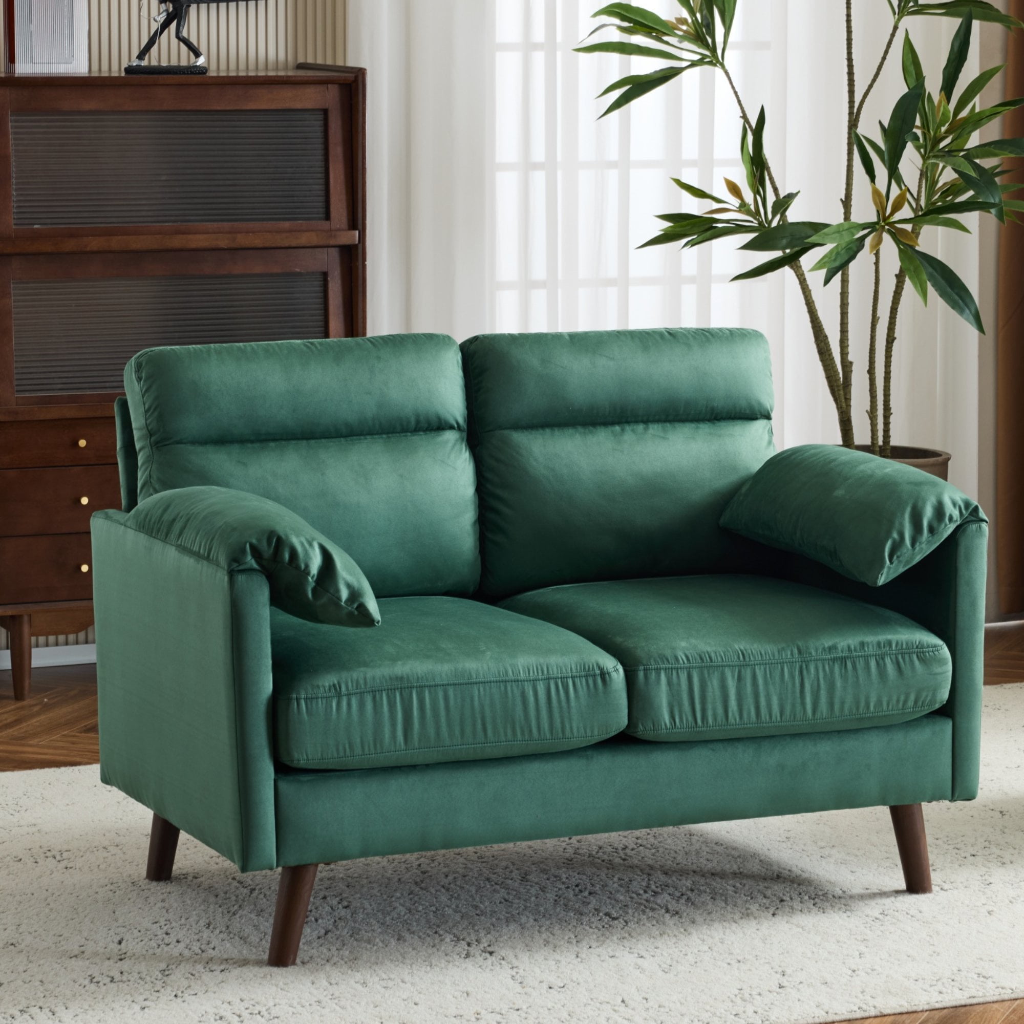 Ktaxon Faux Suede Loveseat, High Back Sofa, Flip-over Armrests, Small ...