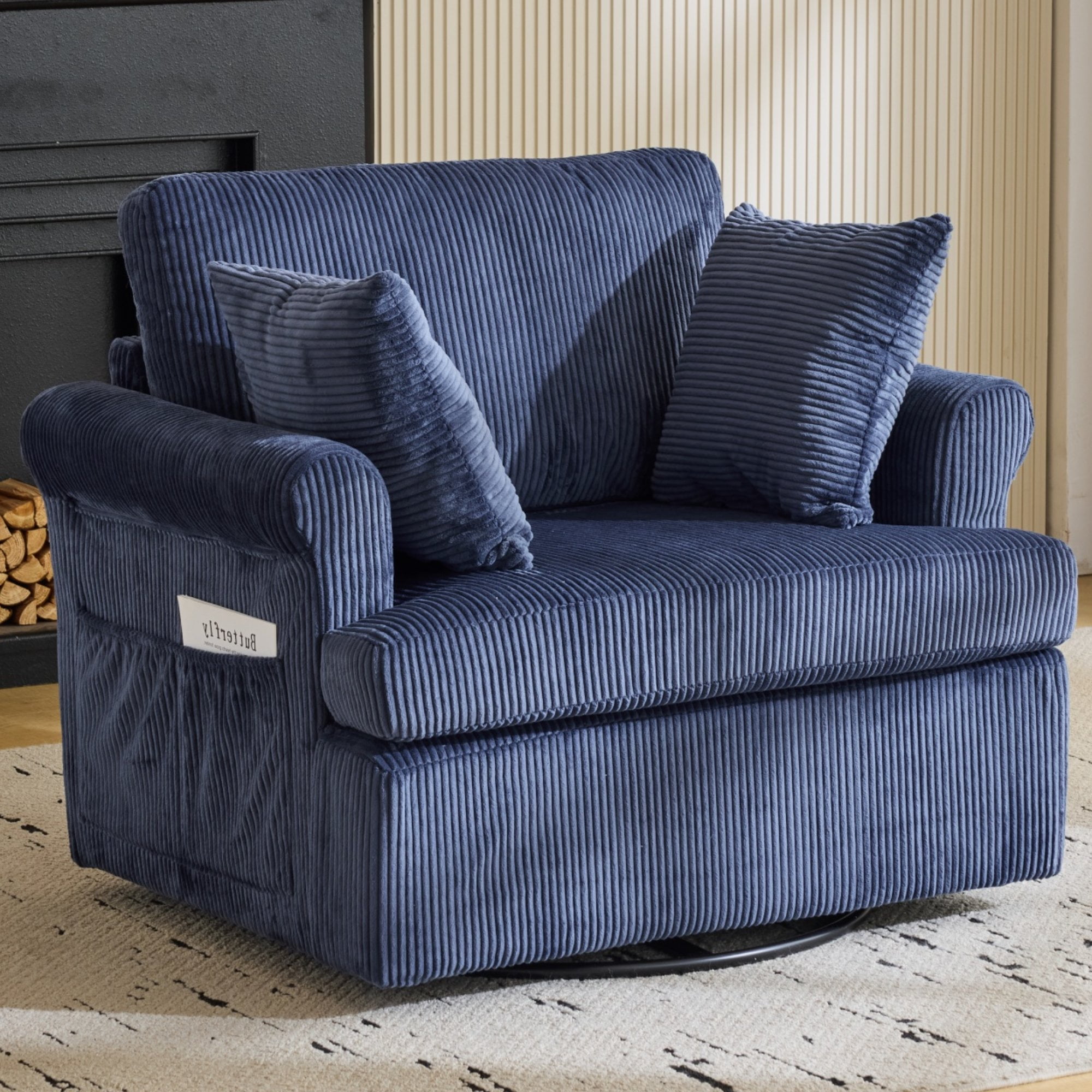 Ktaxon Swivel Accent Chair, 360-Degree Rotation Reading Chair, Corduroy ...