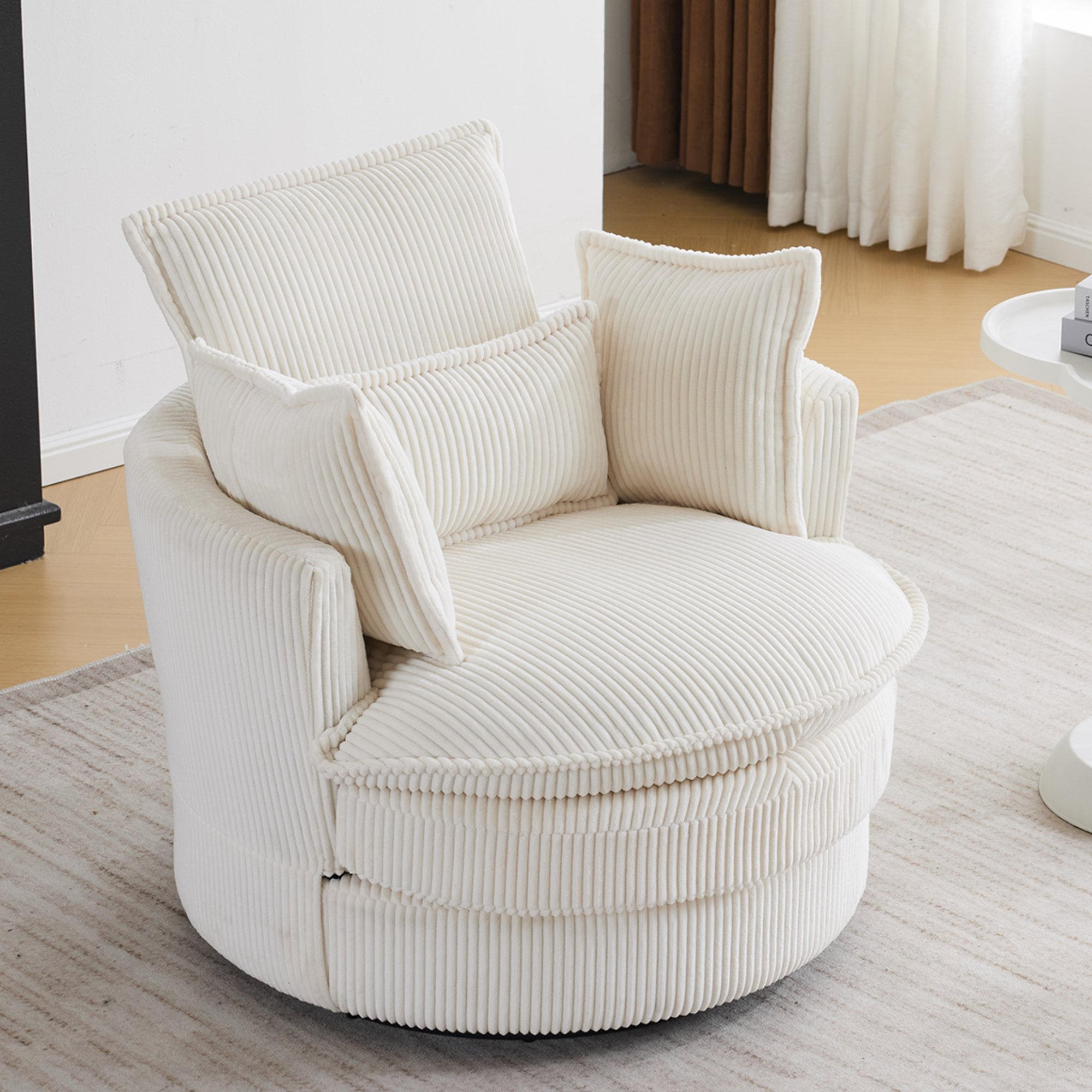 Ktaxon Swivel Corduroy Round Chair, 360-Degree Rotation Accent Chair ...
