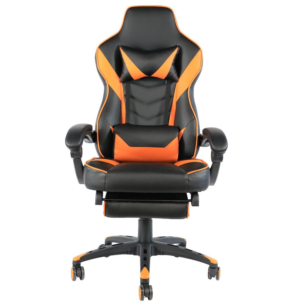 Ktaxon Swivel Leather Gaming Chair With Flip-Up Armrest,Headrest,Lumbar ...