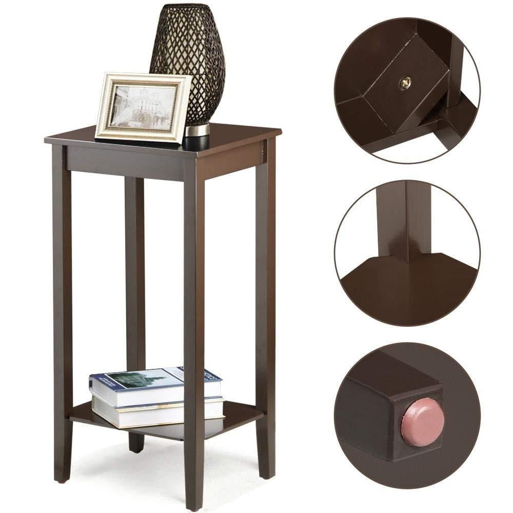 Ktaxon Skinny Tall Side End Table with Shelves for Small Spaces in ...