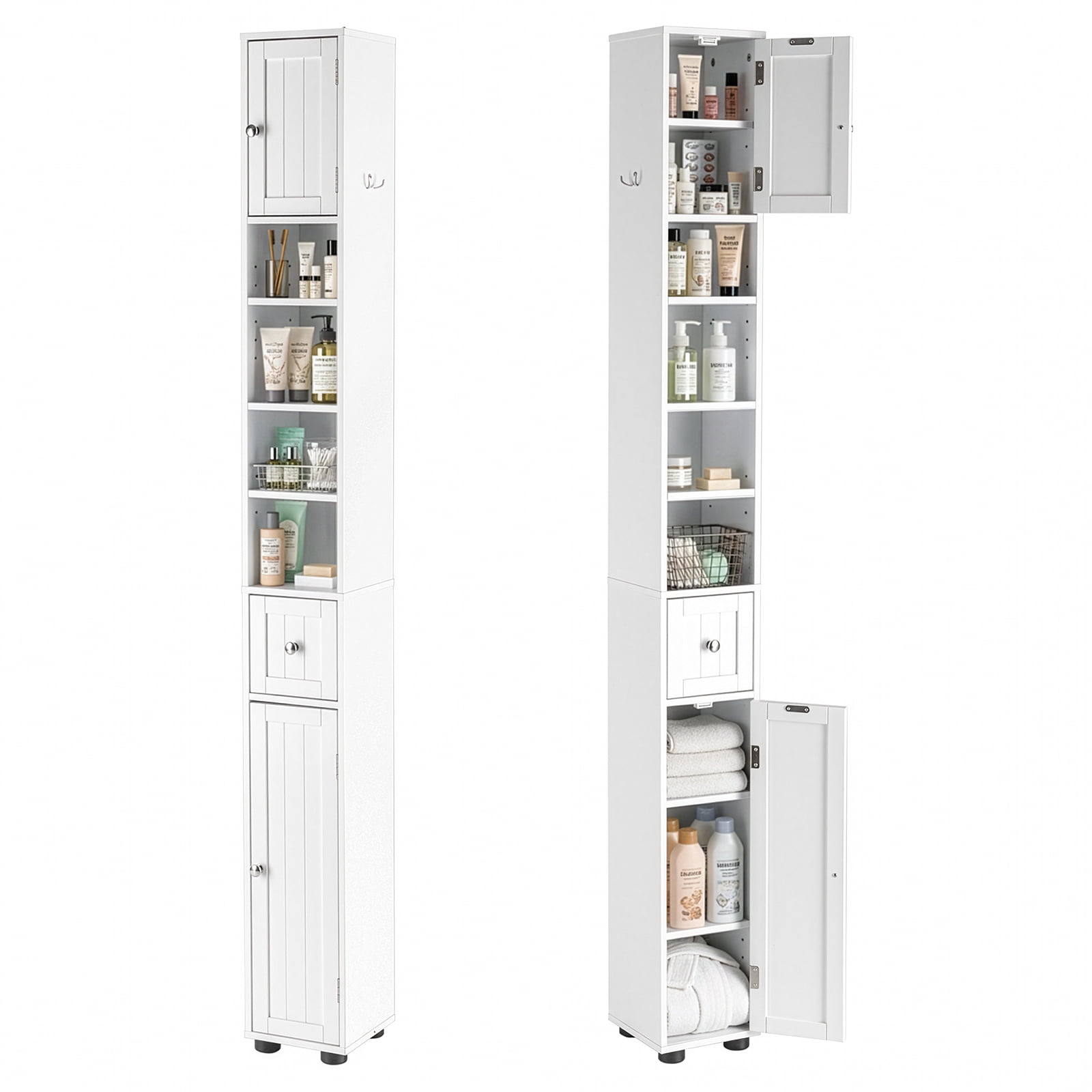 Ktaxon Tall Slim Bathroom Storage Cabinet Linen Tower w/Drawer ...