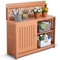 Ktaxon Teak Color PVC Outdoor Storage Cabinet, Weatherproof Patio ...