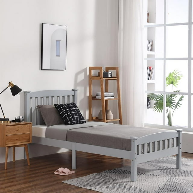 Ktaxon Strong Solid Pine Wood Twin Bed Frame, Sized Wooden Single ...