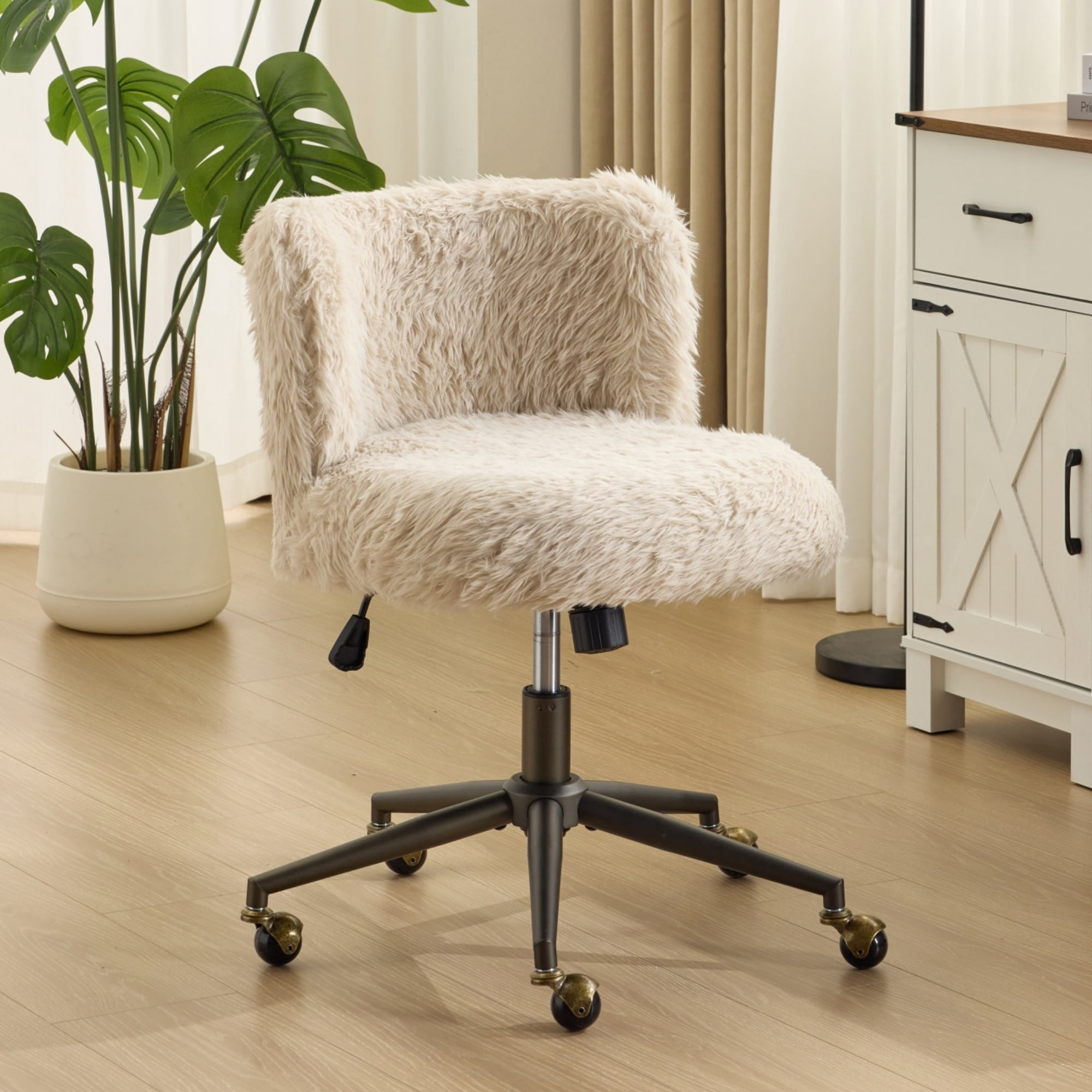 Ktaxon Vanity Chair, Adjustable Desk Chair with Metal Base and Swiveel ...