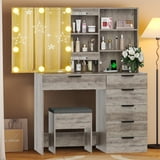 Ktaxon Vanity Table Set with USB Charging Station for Bedroom Makeup ...