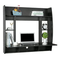 Zimtown Small Space Wall Mounted Computer Desk with Attached Overhead ...