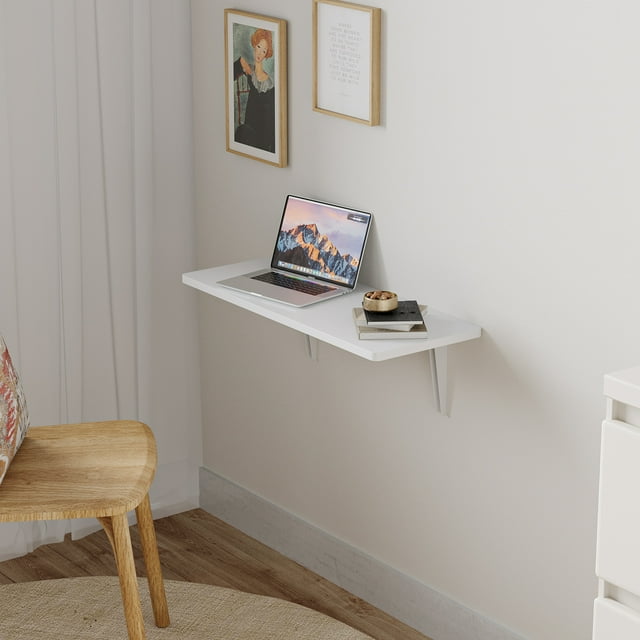 Ktaxon Wall-Mounted Drop-Leaf Table, Foldable Laptop Desk for Study ...