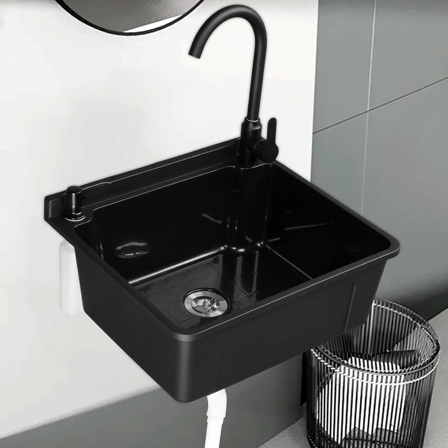 Ktaxon Wall-Mounted Utility Sink with Hot&Cold Faucet, Wall-Mounted ...