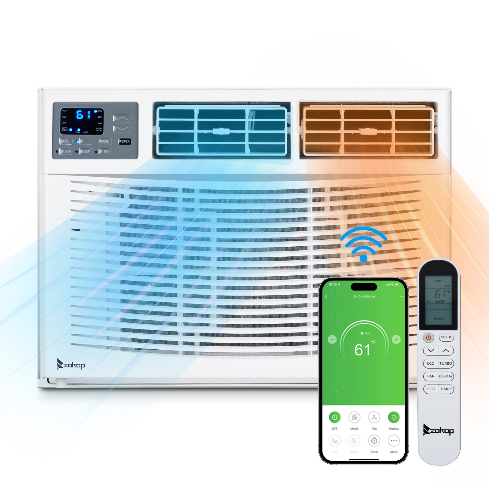 Ktaxon 8000 BTU Window AC Unit, Heat and Cool, WiFi Enabled, for 250 ...
