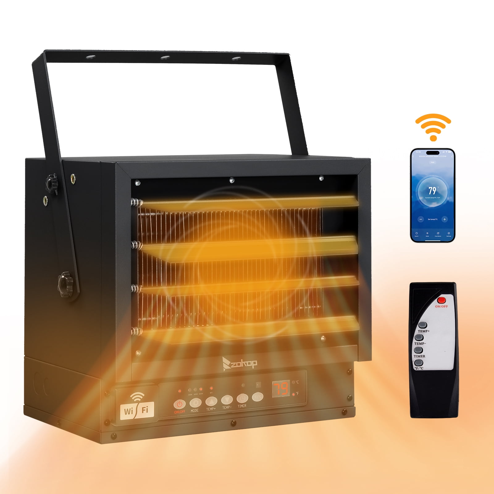 Ktaxon WiFi Smart Electric Garage Heater, 10000W Ceiling Mount Space ...