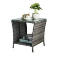 Ktaxon Rattan Coffee Table, Indoor/Outdoor Wicker Bistro Furniture, Gray - Walmart.com