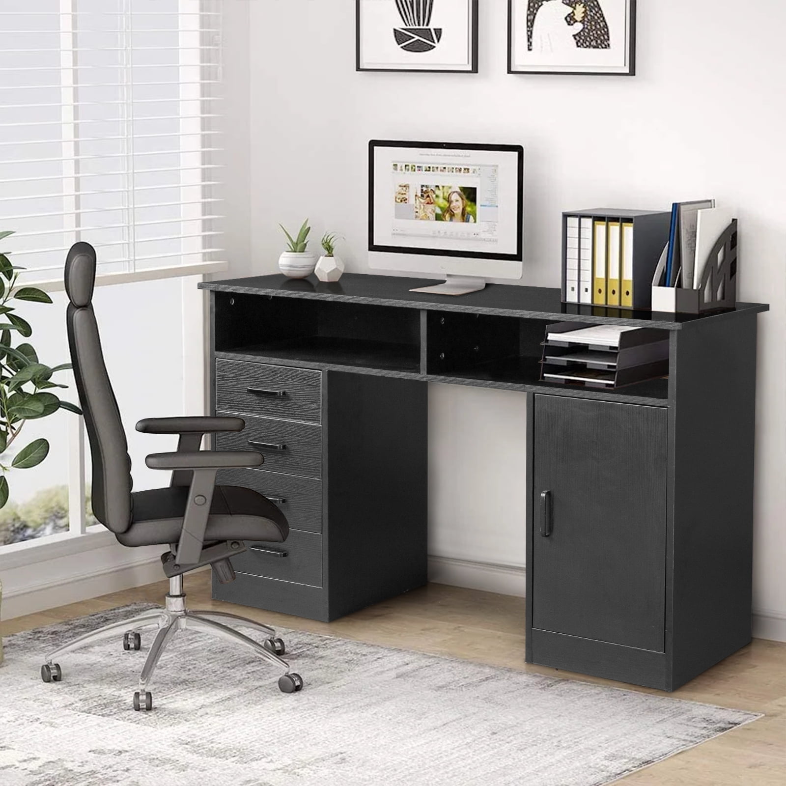 Ktaxon Wood Desk for Adults & Teens, Compact Workstation with Drawers ...