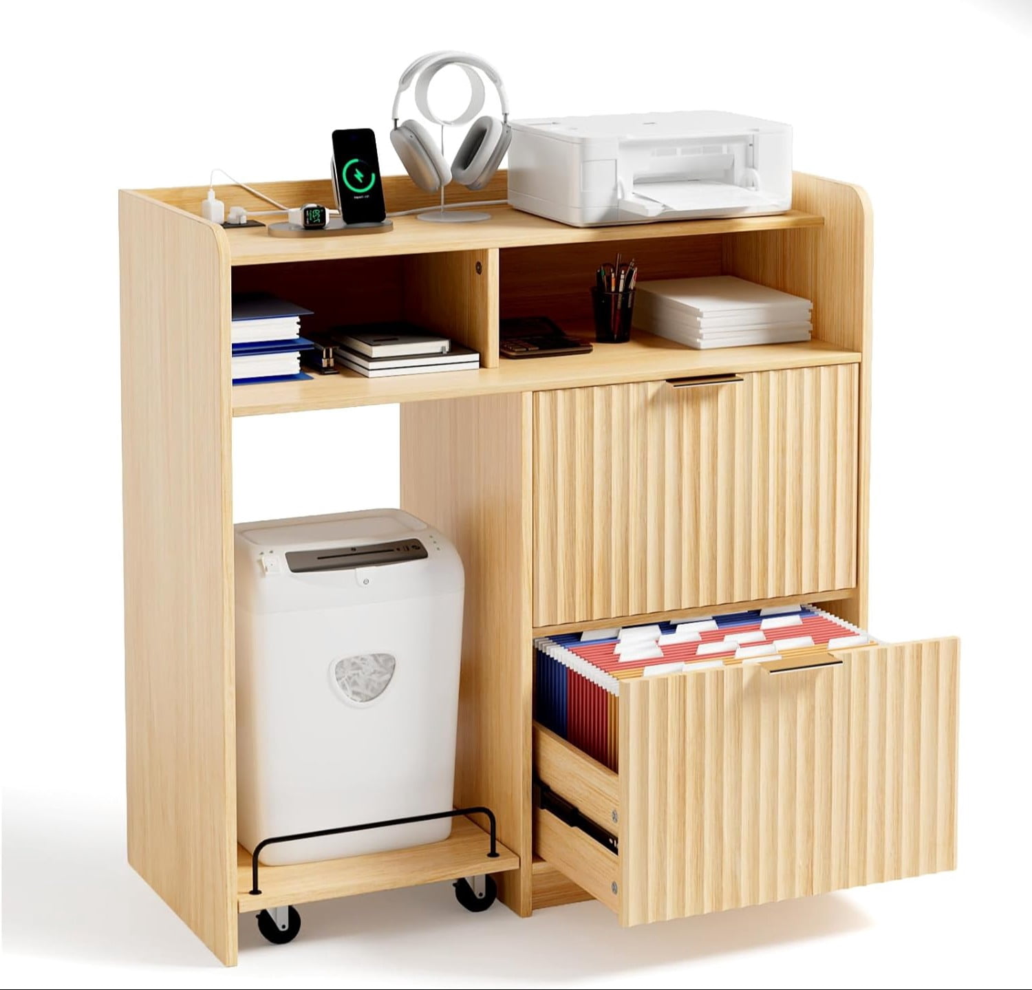 Ktaxon Wood 2 Drawer File Cabinet with Cart Charging Station Dresser ...
