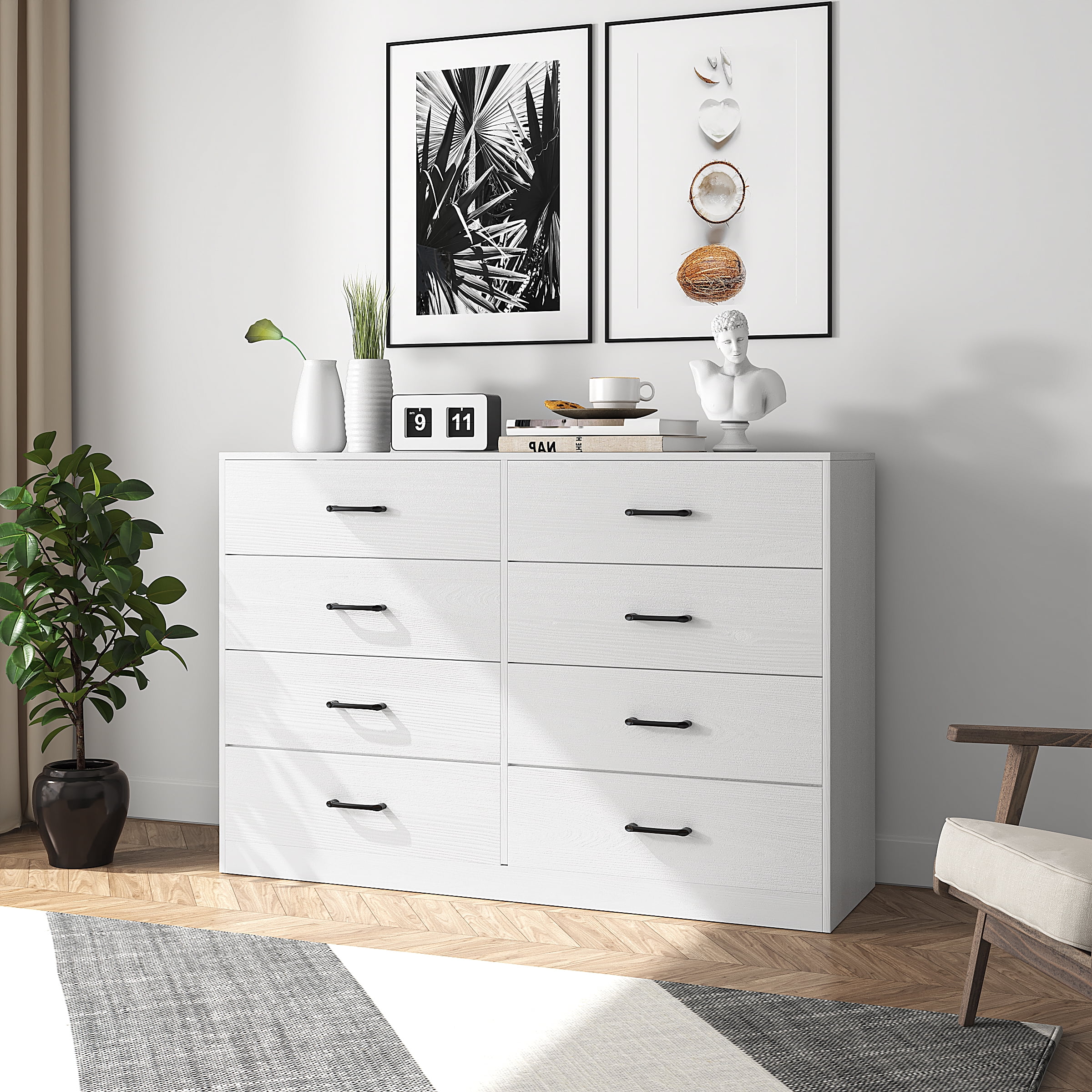 "Ktaxon 8-Drawer Wood Dresser, Metal Handles, 15.8""Dx57""Wx35""H ...