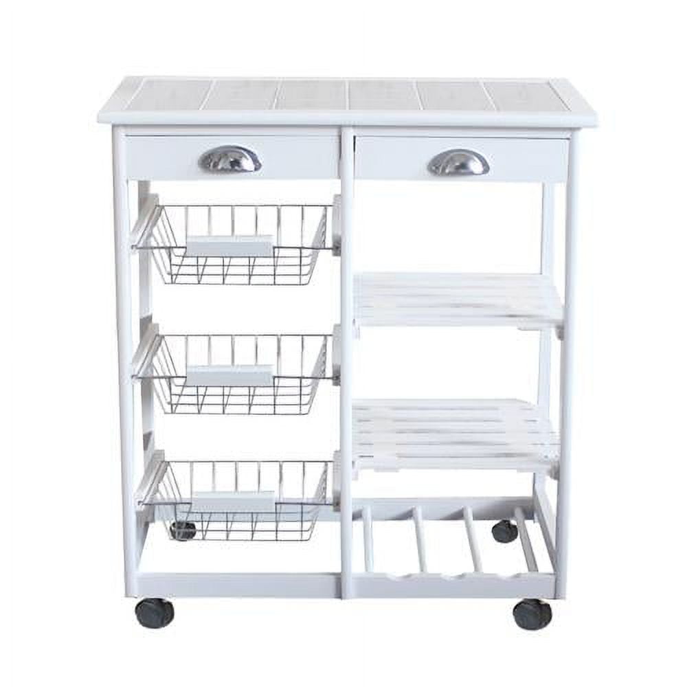Ktaxon Portable Kitchen Island Stand, Wood Storage Rolling Cart with ...