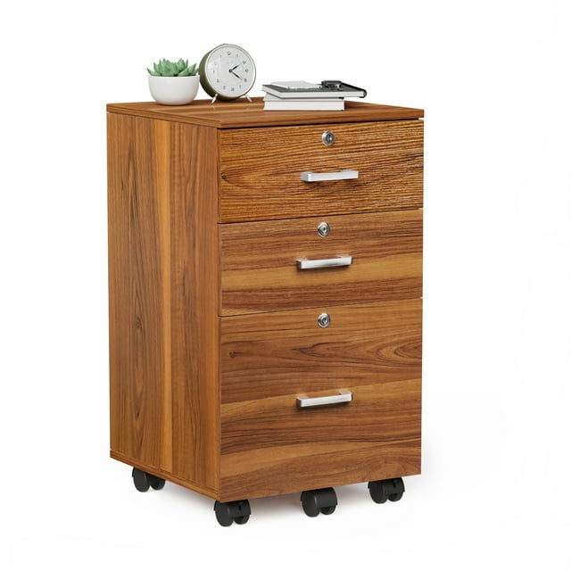 Ktaxon Wood Rolling File Cabinet with 3 Drawers for Letter Size ...