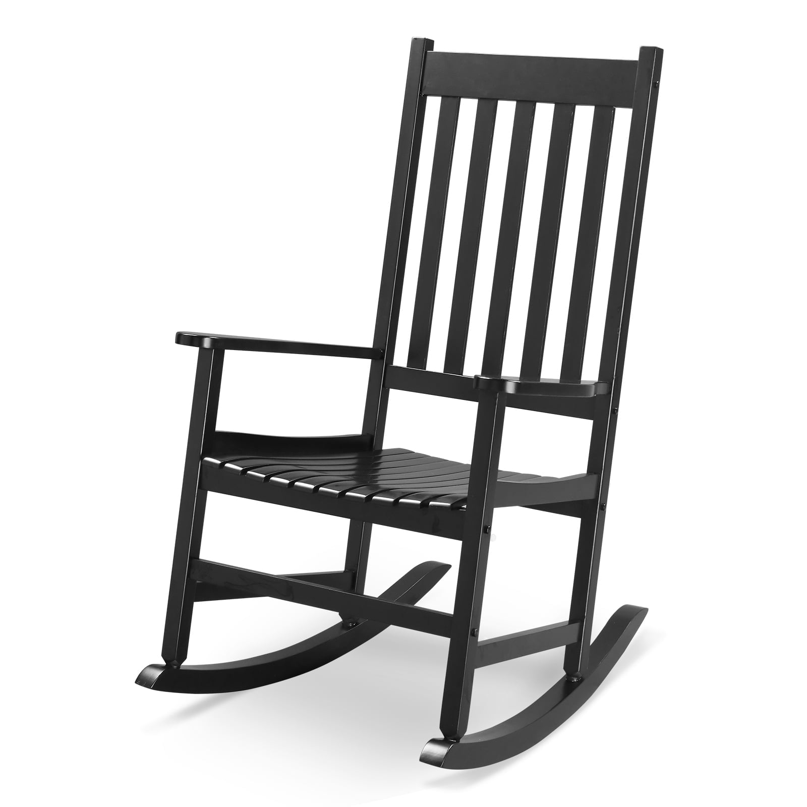 Ktaxon Solid Wood Rocking Chair, Black Indoor/Outdoor Patio Furniture ...