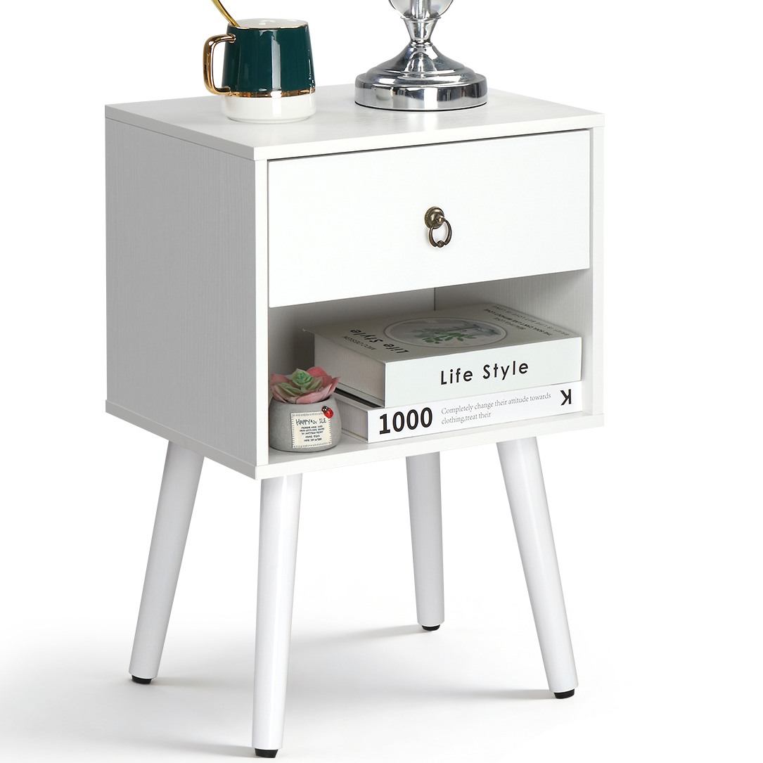 Ktaxon Wooden Night Stand Side End Table Storage Shelf with One Drawer ...