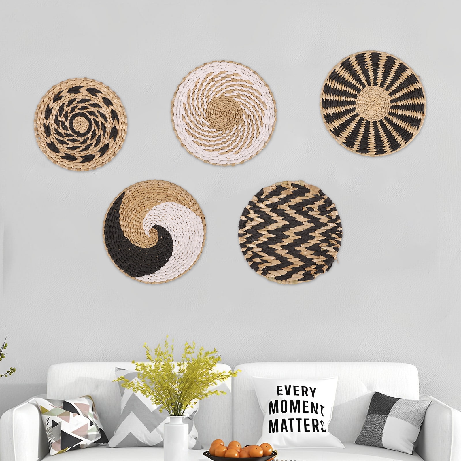 Ktcina Woven Wall Basket Decor Hanging Natural Woven Rattan Baskets ...