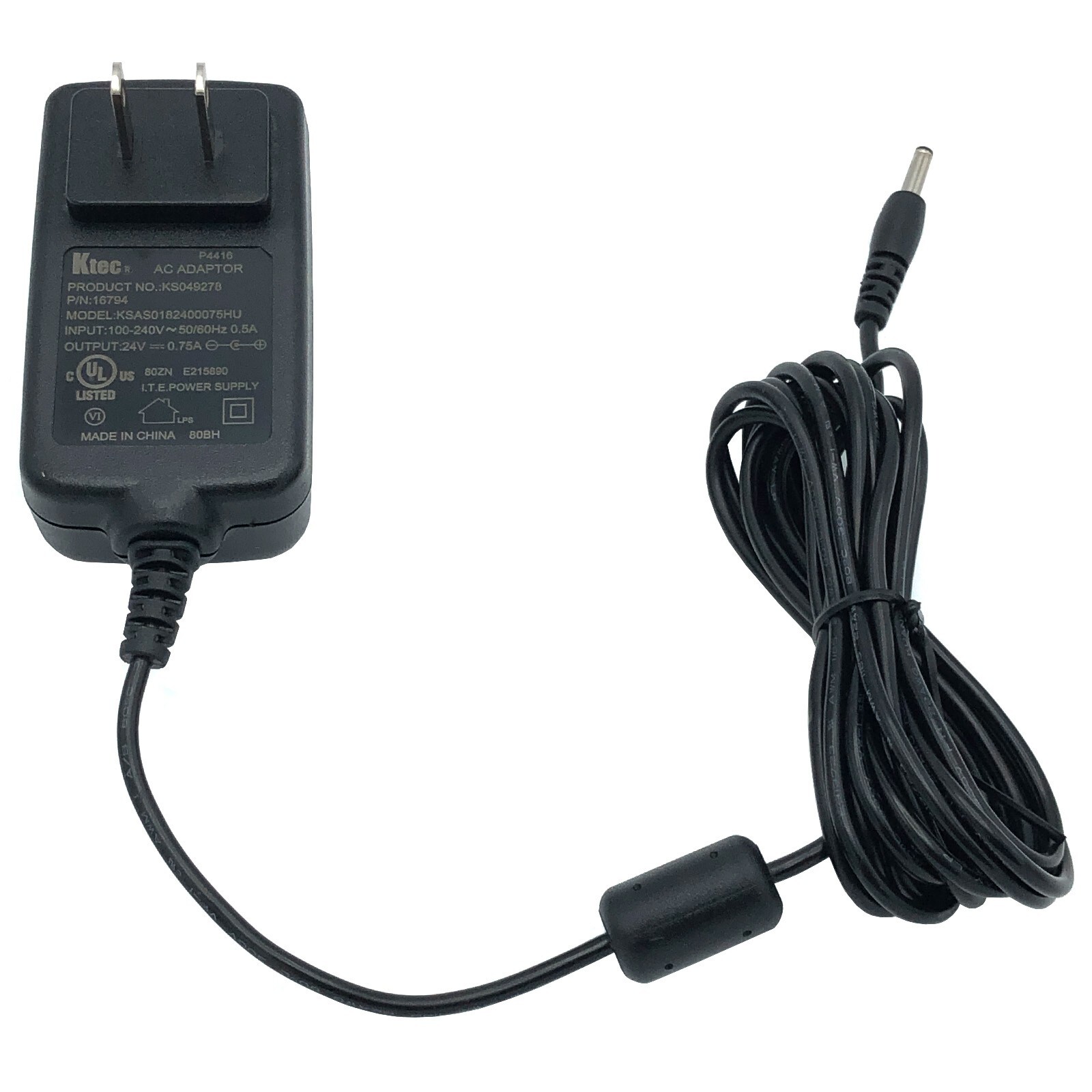 Ktec KSAS0182400075HU 24V 18W Power Adapter w/ Power Cord Genuine Black ...