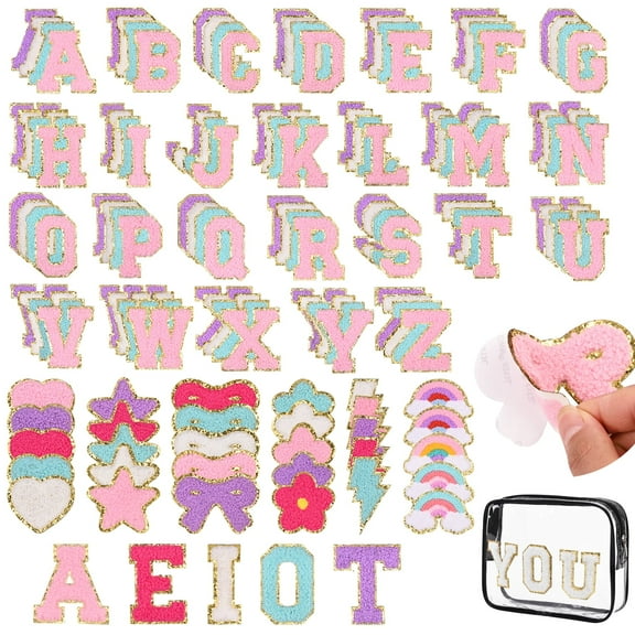 3 Pack Chenille Iron On Glitter Varsity Letter "H" Patches - Pink ...