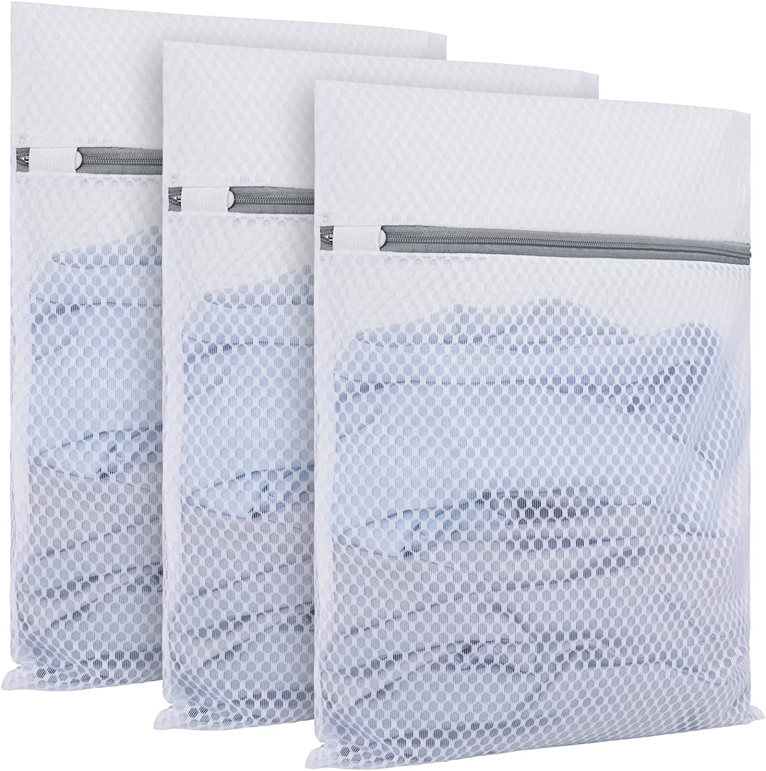 Ktinnead 3-Pack 12x16 inch Polyester Laundry Bags, Honeycomb Mesh with ...