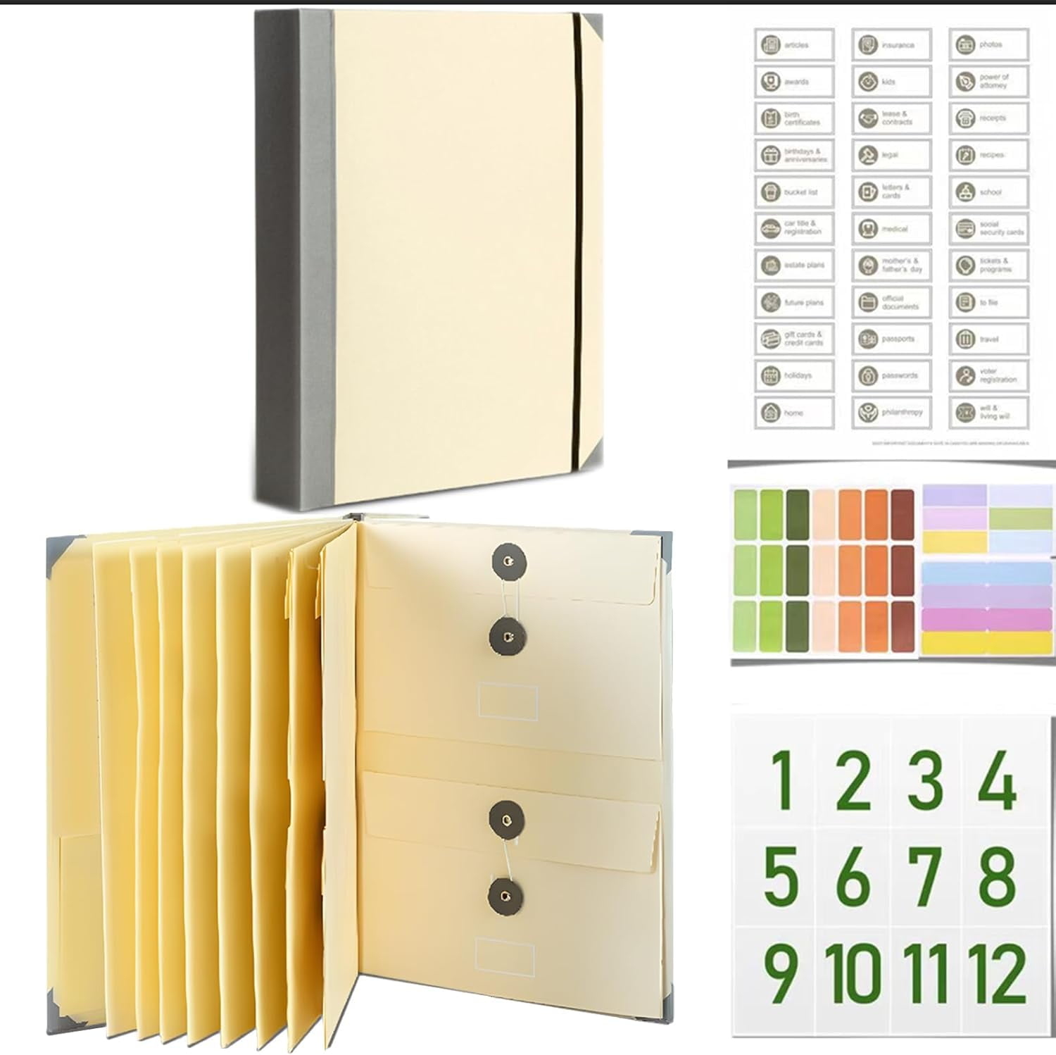 Ktinnead Document Organizer Folio with Labels, Personal Family ...