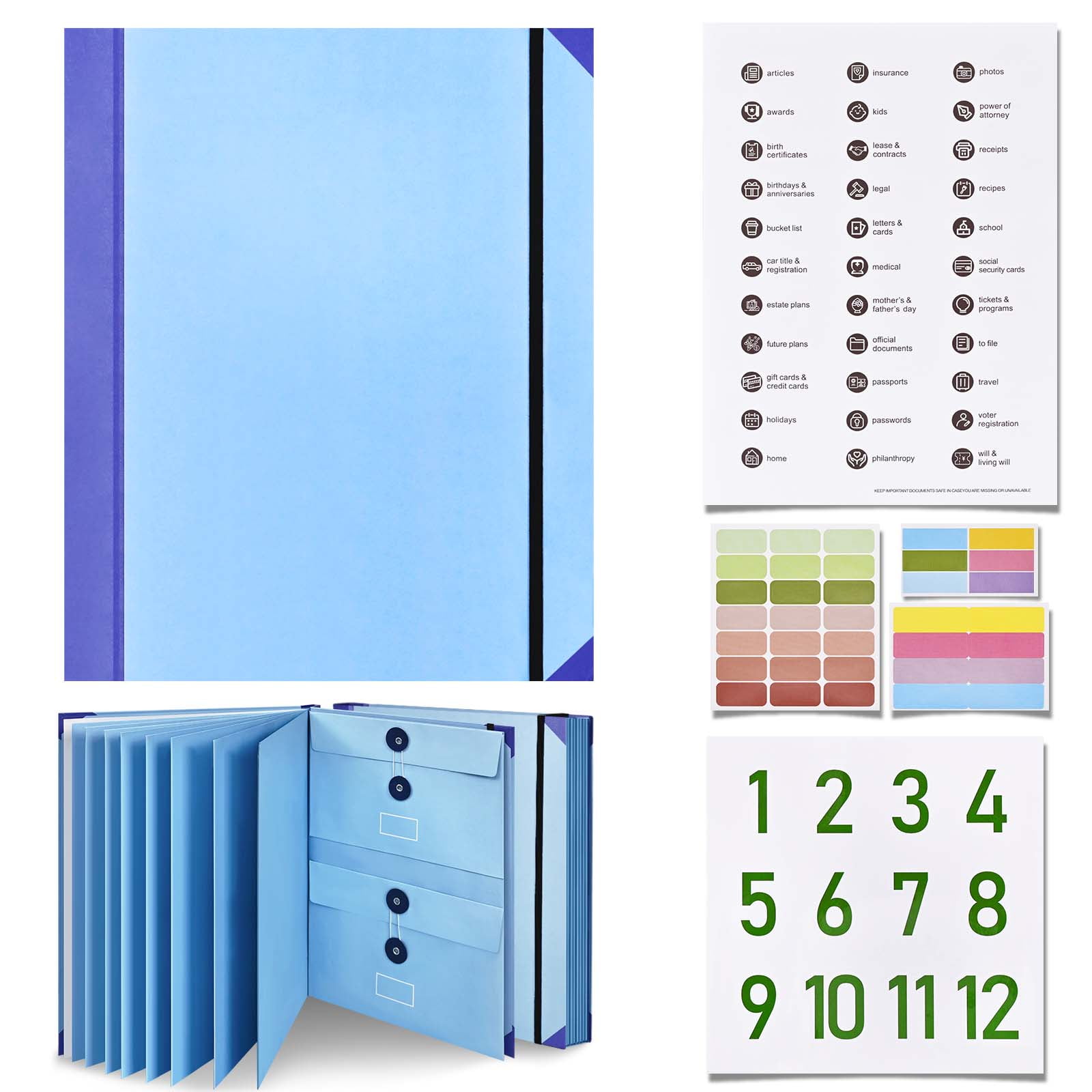 Ktinnead Document Organizer Folio with Labels, Personal Family ...