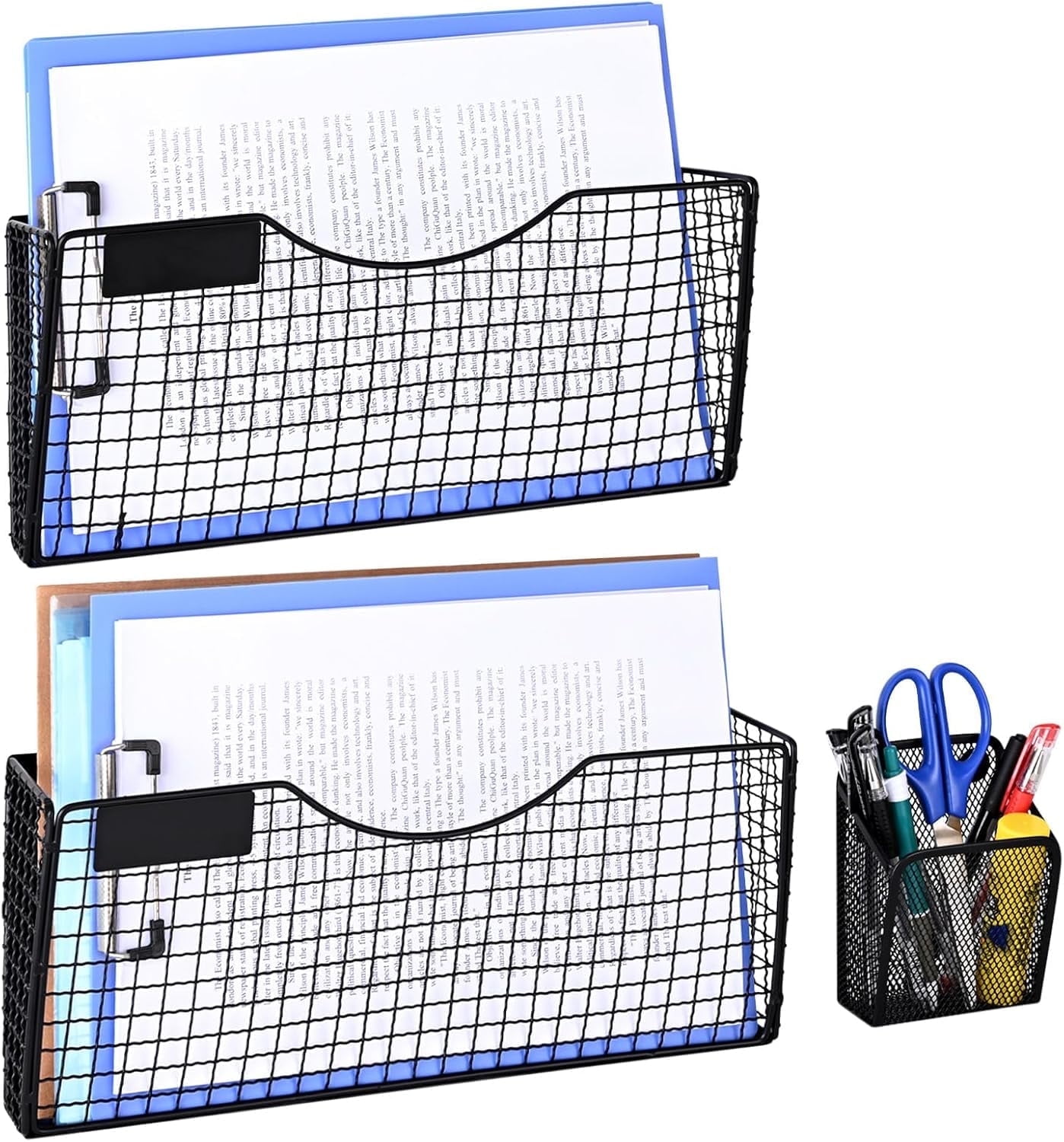 Ktinnead Magnetic File Holder, 2Pcs Black Magnetic Hanging File ...