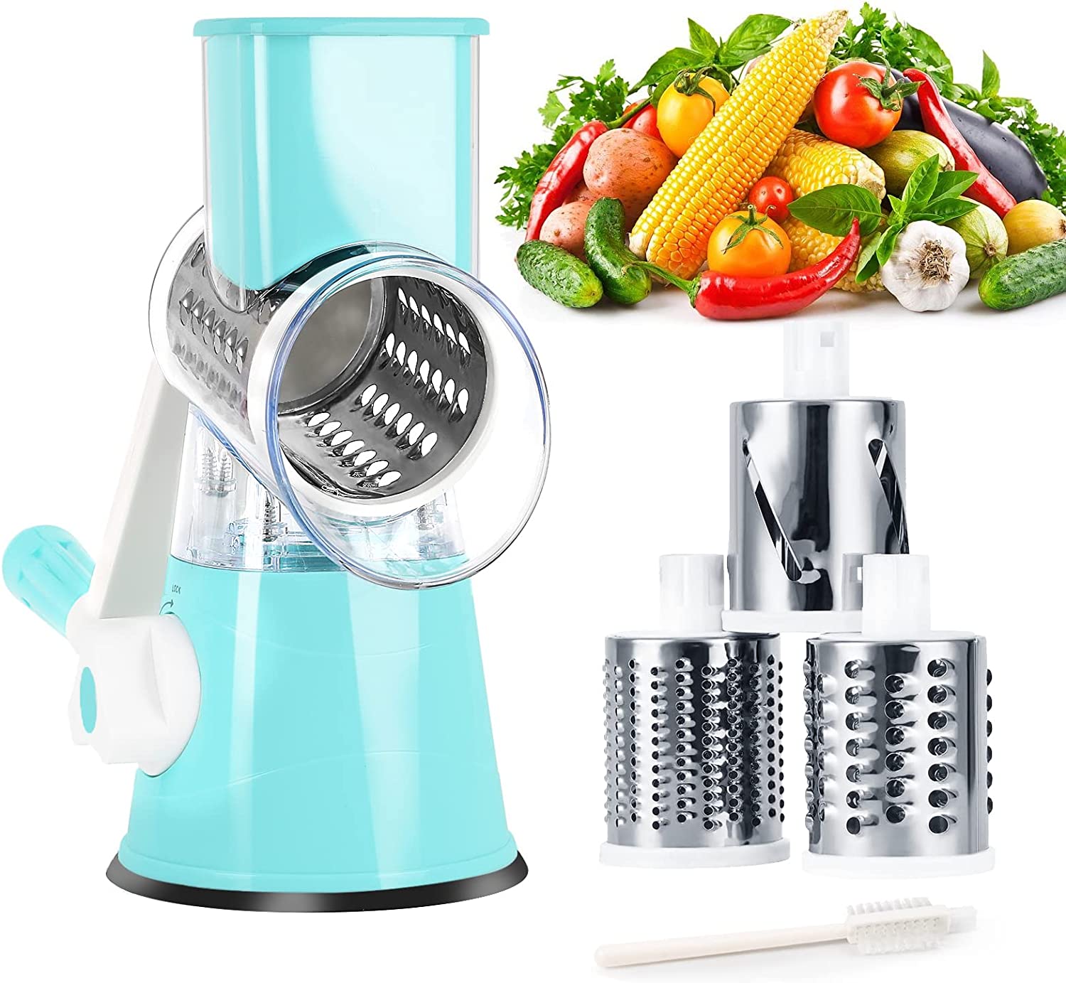 Manual Rotary Cheese Grater with Handle ABS+Stainless - Blue (2 Pack ...