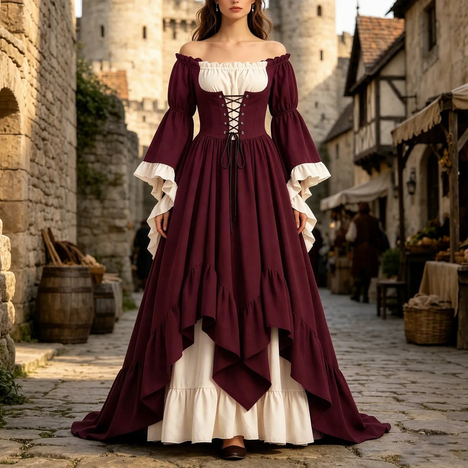 Kttectoa Dresses for Women Halloween Court Gothic Dress Puff Sleeve ...