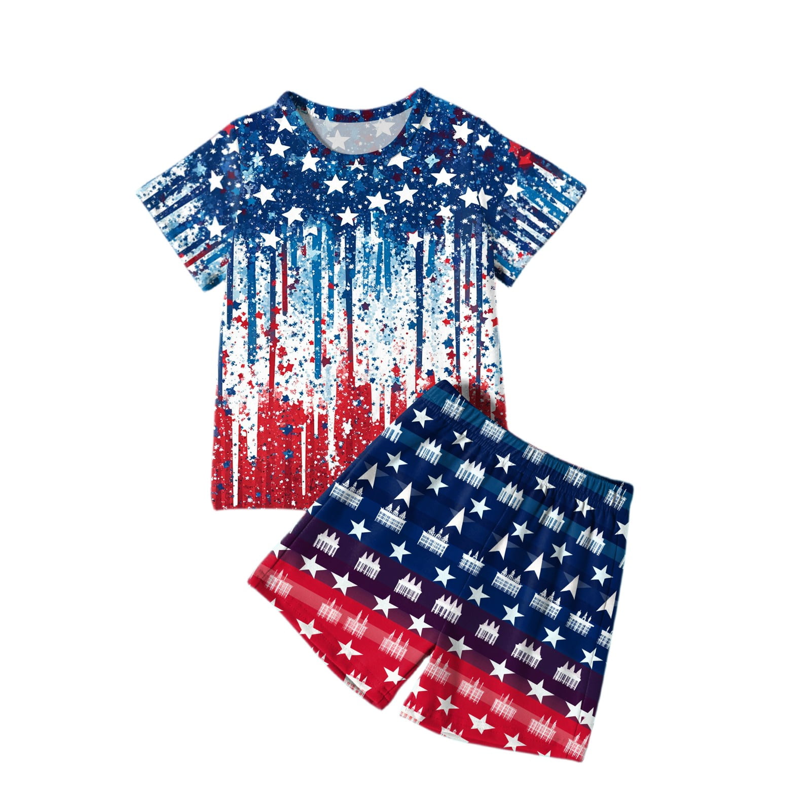 Ktyne 4th Of July Outfits for Boys Girls Usa Flag Short Sets 2 Piece ...