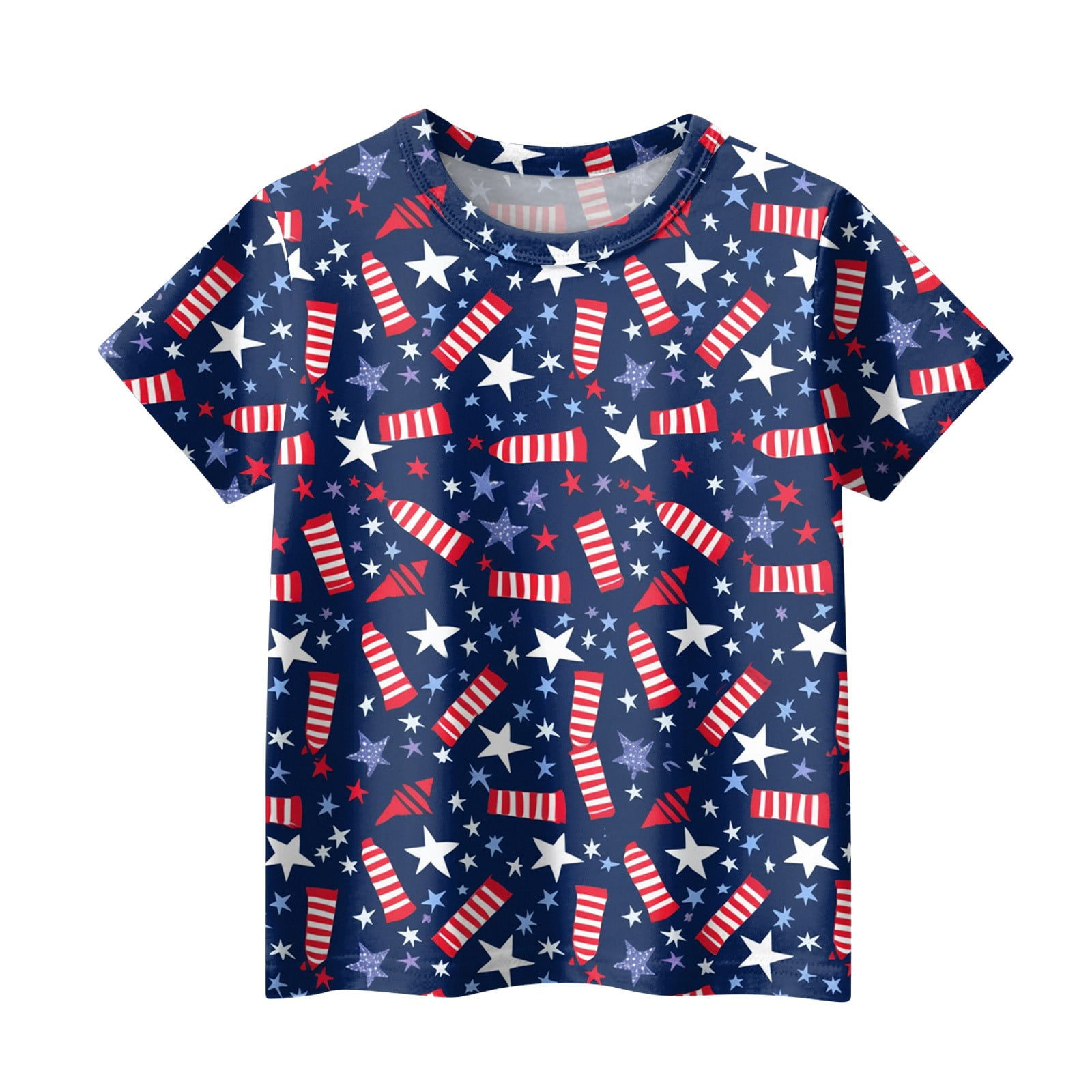 Ktyne 4th Of July Shirts Toddler Girls Short Sleeve Star Striped T ...