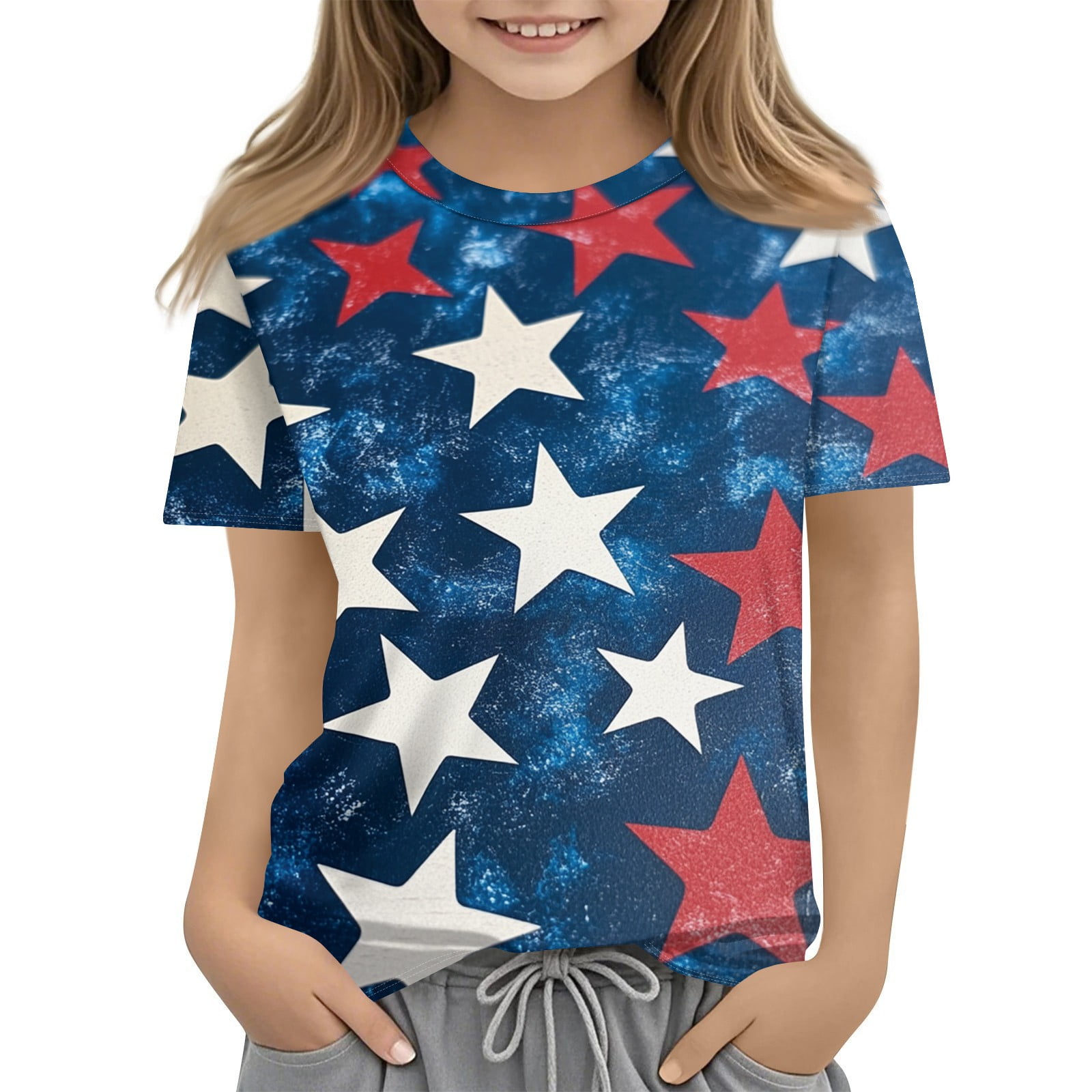 Ktyne 4th Of July Shirts Toddler Girls Short Sleeve Usa Flag T Shirt ...