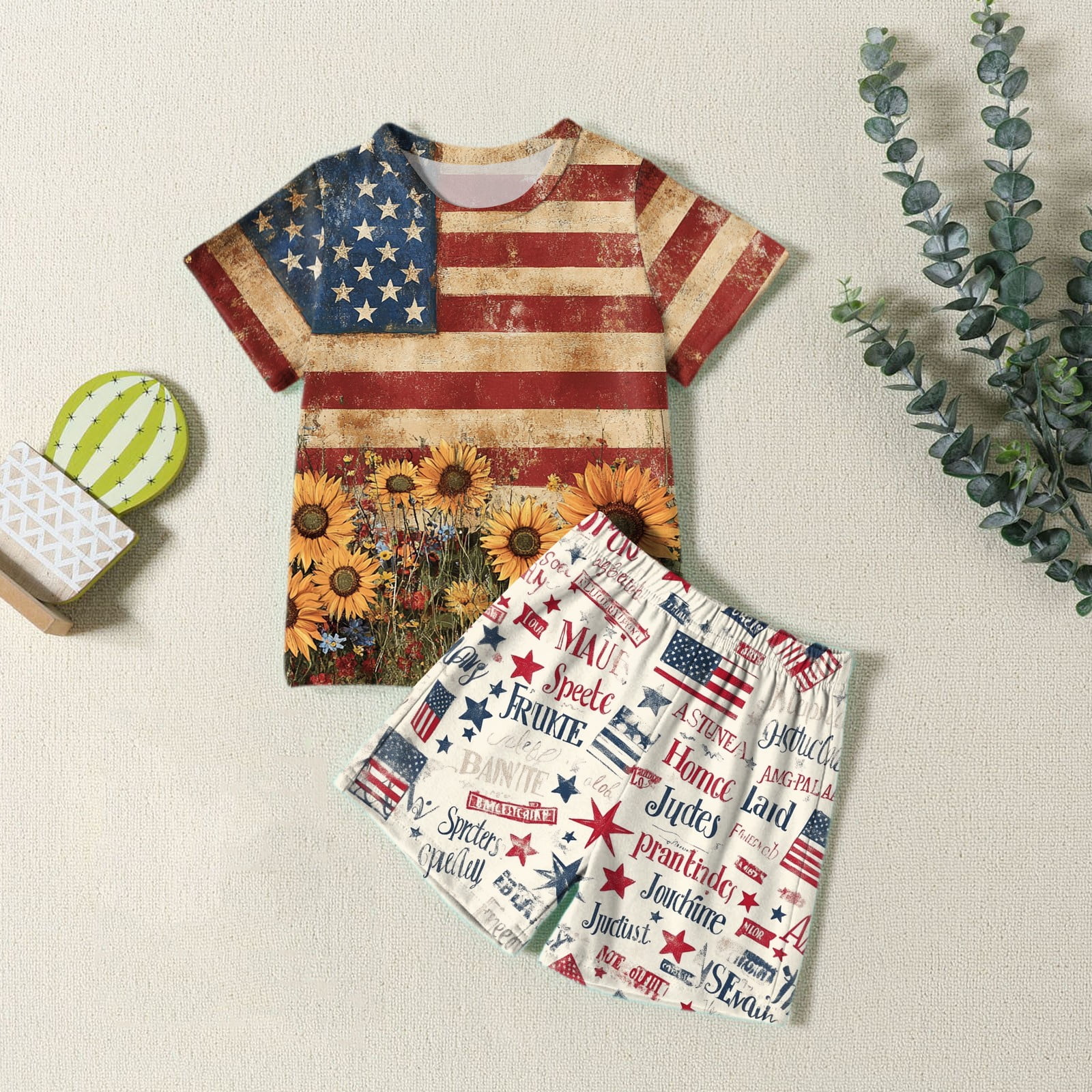 Ktyne Boys Girls 4th Of July Outfits American Flag Short Sets 2 Piece ...