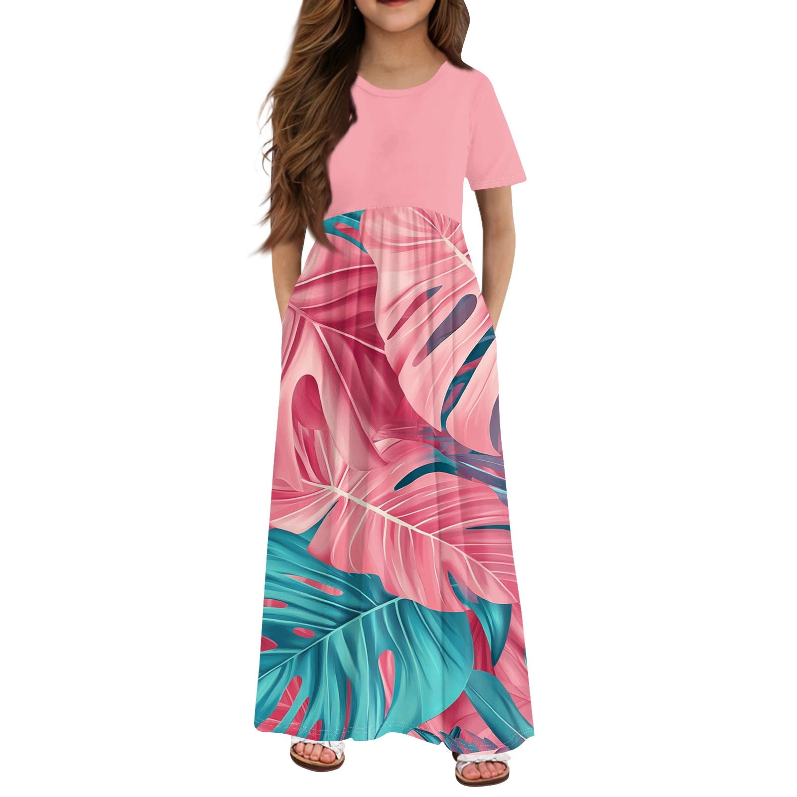 Ktyne Dresses for Girls Size 9-10 Casual American Flag Short Sleeve ...