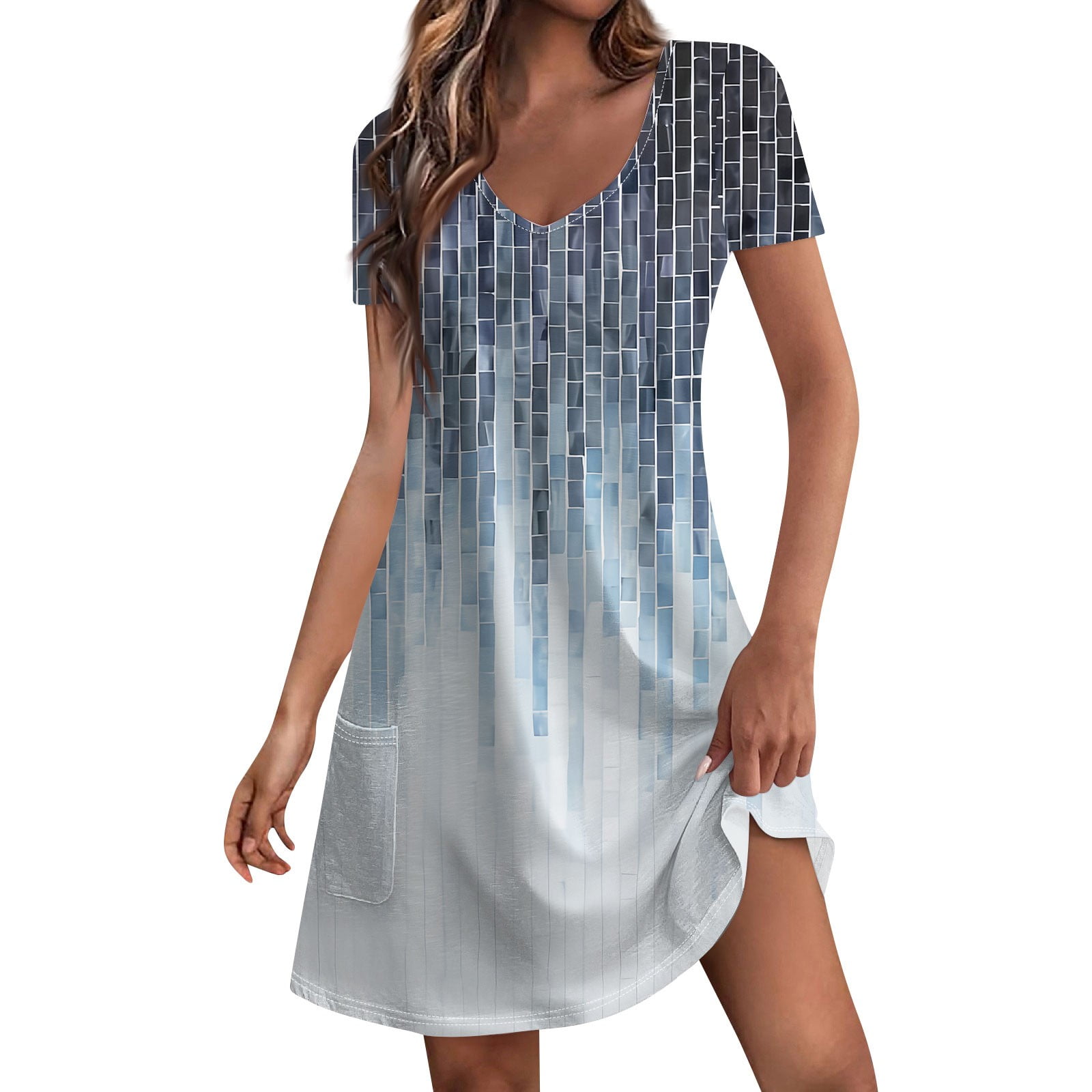 Ktyne Dresses For Women 2024 V Neck Lightweight Short Sleeve Boho
