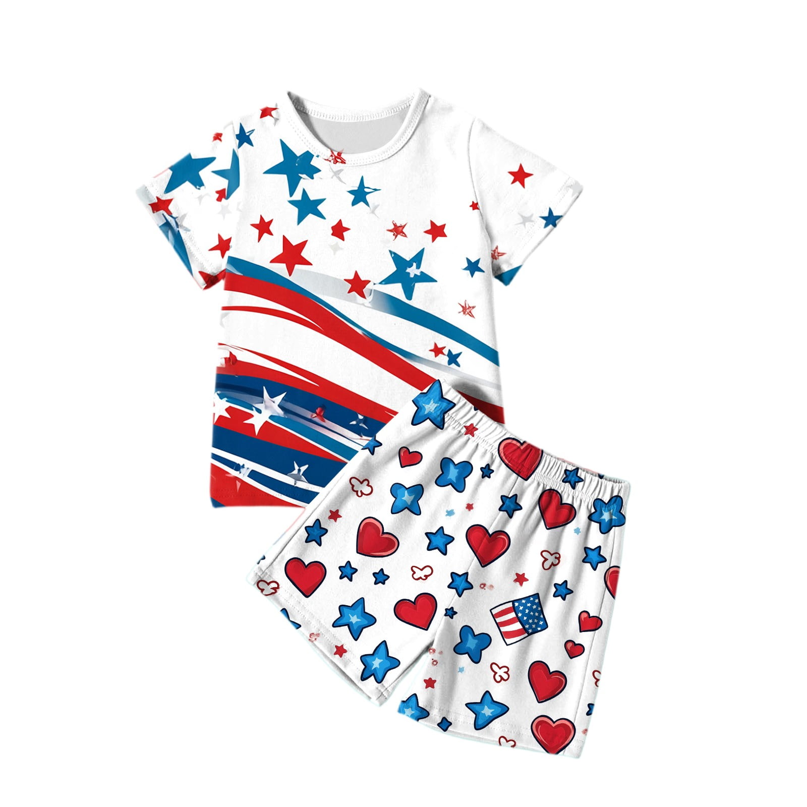 Ktyne Fourth Of July Outfits Boys Girls American Flag Short Sets 2 ...