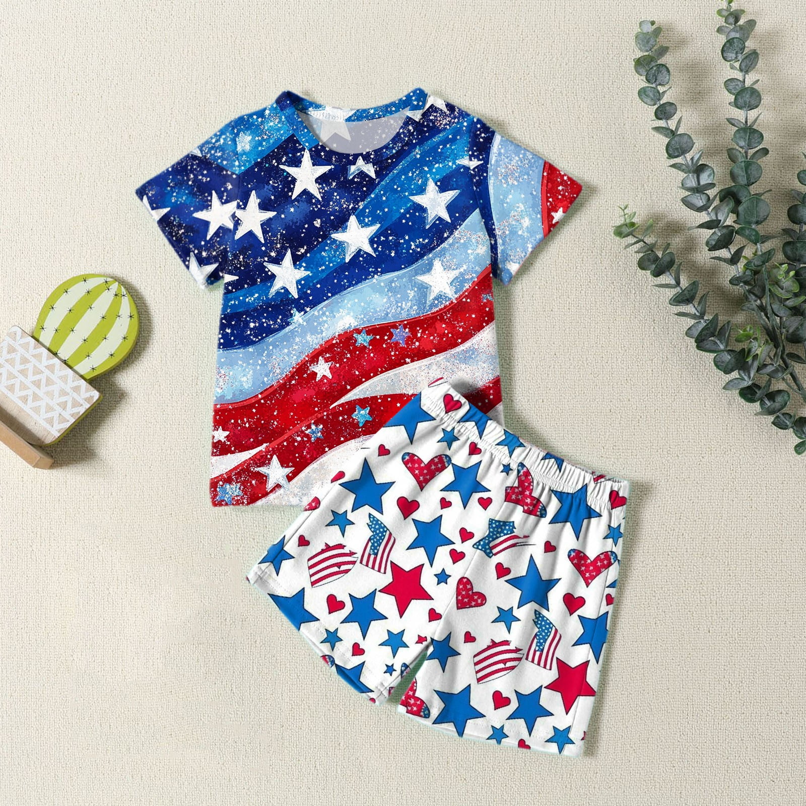 Ktyne Fourth Of July Outfits for Boys Girls American Flag Short Sets 2 ...